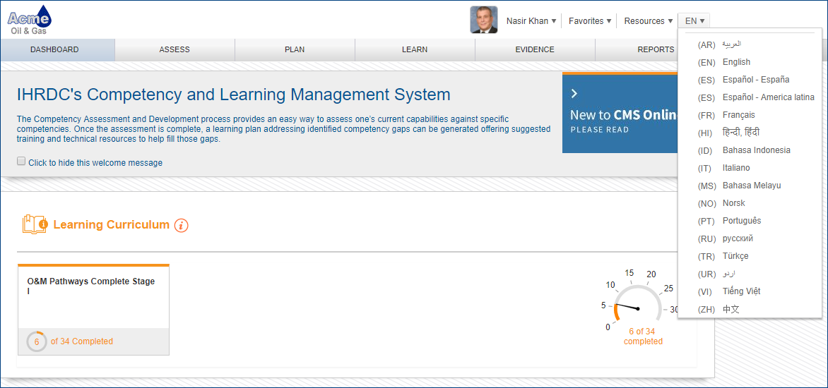 Select a Language to View Your Dashboard – CMS Online